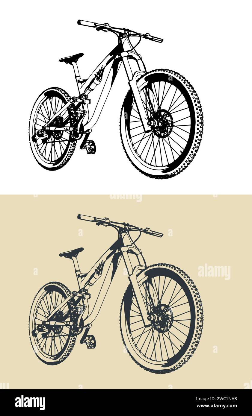 Stylized vector illustrations of a trail bike Stock Vector Image & Art ...