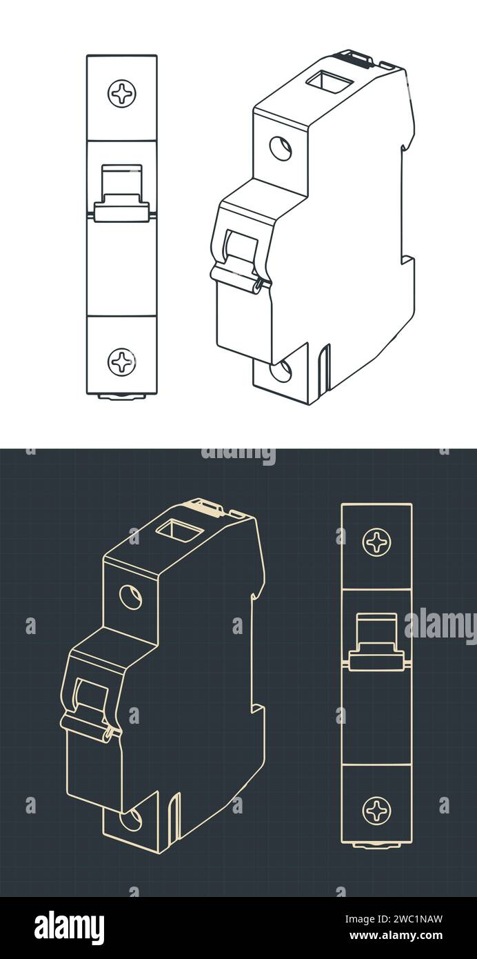 Stylized vector illustrations of blueprints of a circuit breaker Stock Vector Image & Art - Alamy