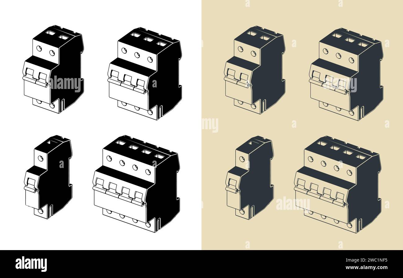 Stylized vector illustrations of a circuit breakers Stock Vector Image ...