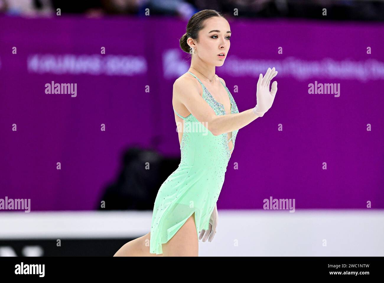 Anastasia GOZHVA (UKR), during Women Free Skating, at the ISU European Figure Skating ...