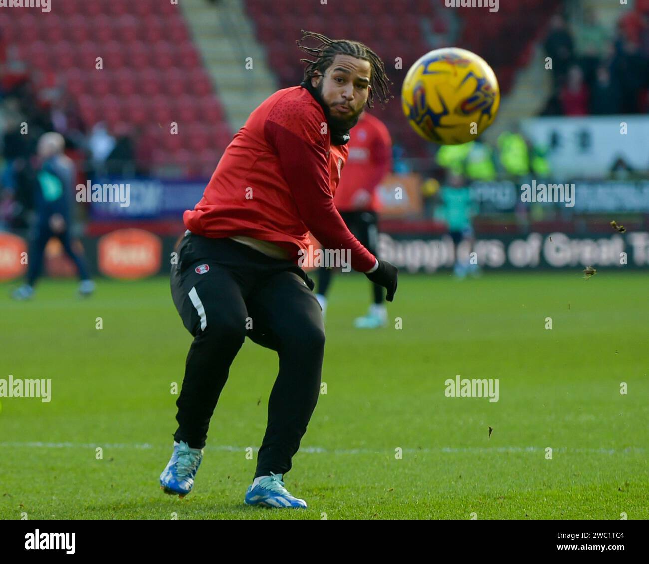 Sam Nombe of Rotherham United during the pre-game warmup ahead of the ...