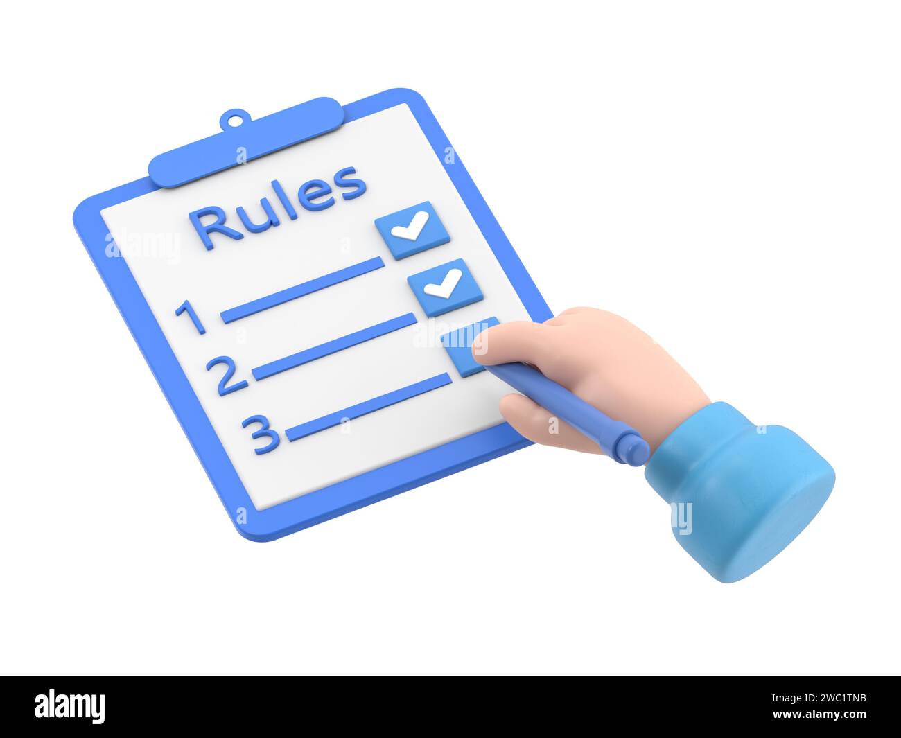 Rules concept. Businessman holding in hand clipboard with regulations ...