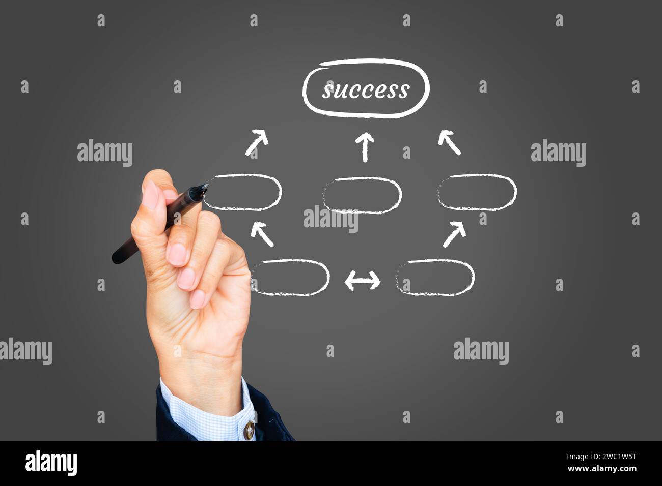 Business process and writing workflow with flowchart success concept ...