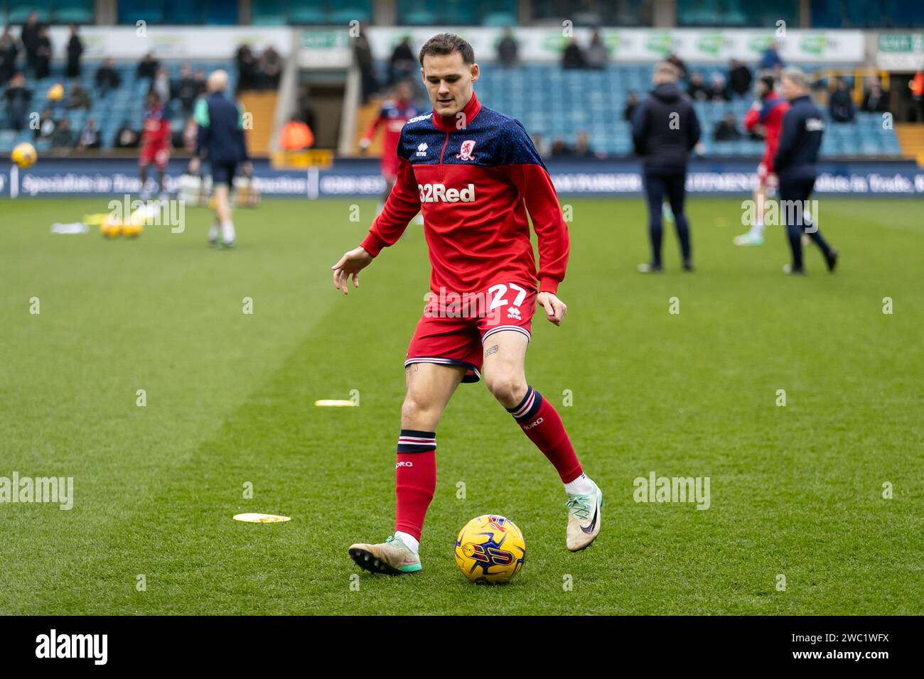 London, UK. 12th Sep, 2020. Lukas Engel of Middlesbrough warming up ...