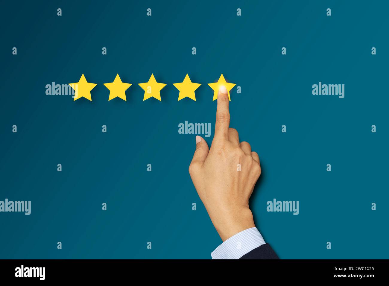 Success positive customer reviews Five-star. Gesture Hand with Golden ...