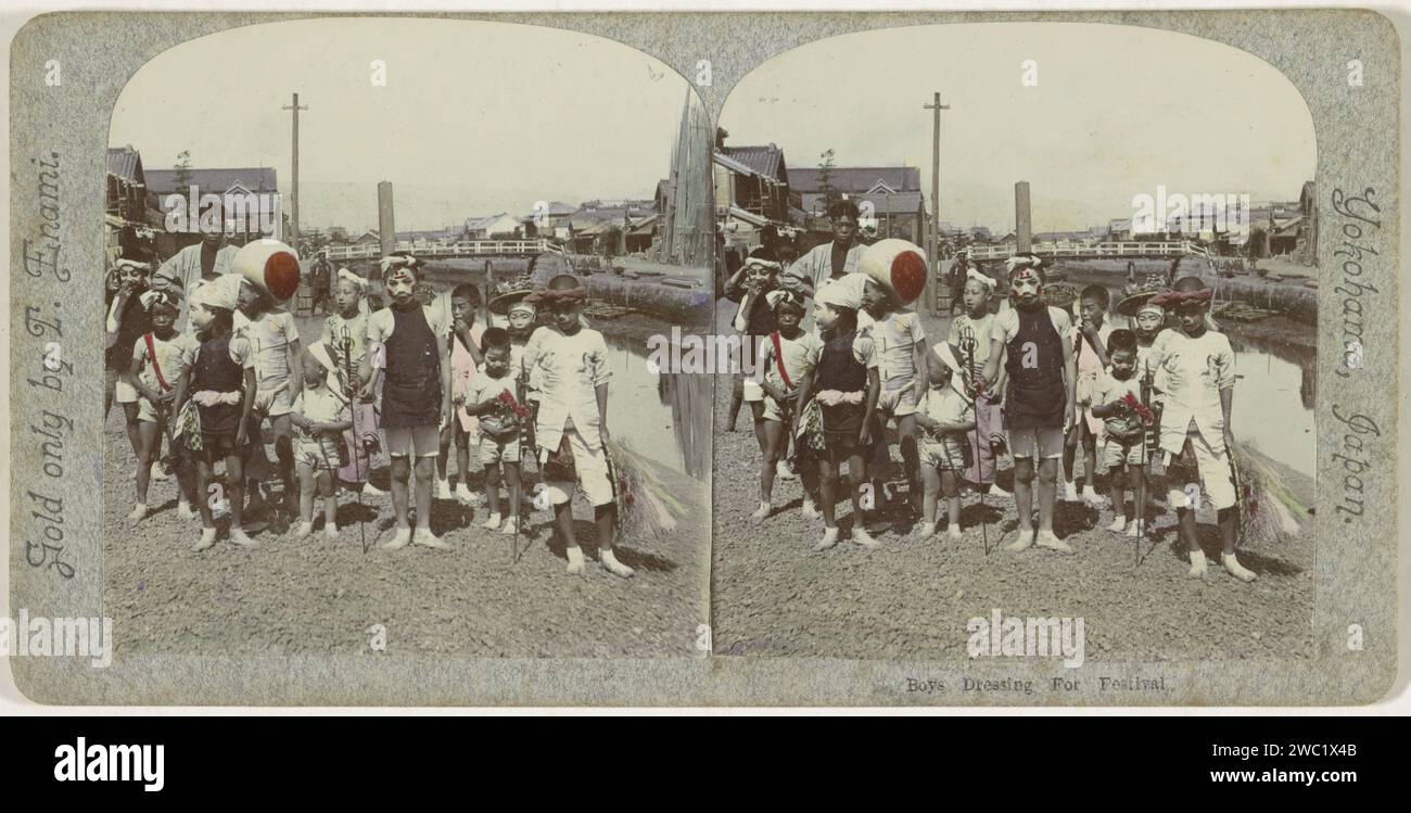 Festively dressed children for a festival in Japan, T. Enami, 1900 ...
