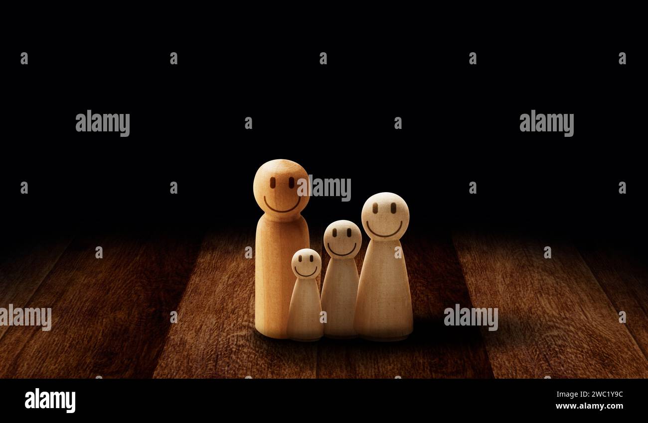 Wooden figures of family members life insurance health protection ...