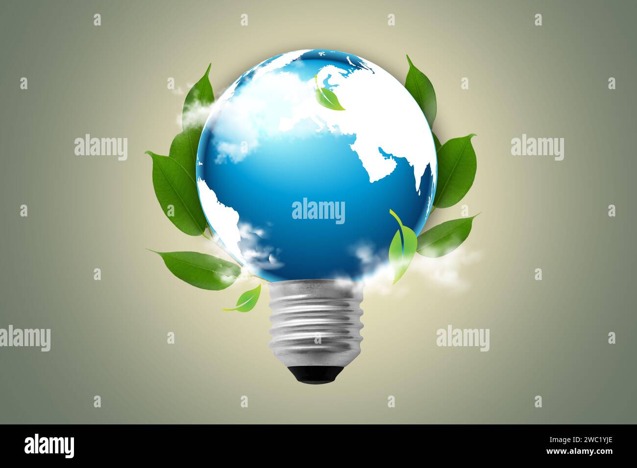 World map with environment day on light bulb for text background Stock ...