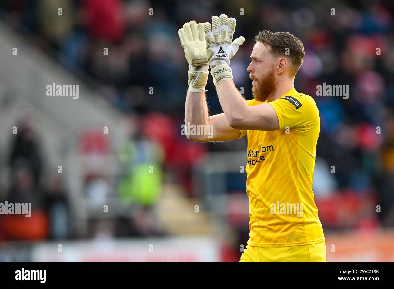 Viktor Johansson of Rotherham United applauds the fans during the Sky ...