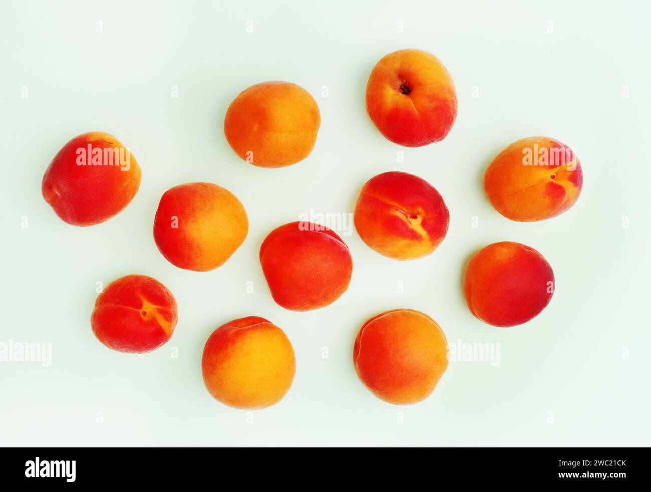 Apricot flat lay. Healthy food concept. Fresh apricots lie on a white ...