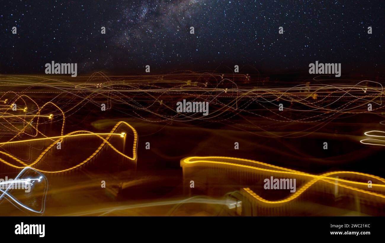 Light show with starry sky in the background Stock Photo - Alamy