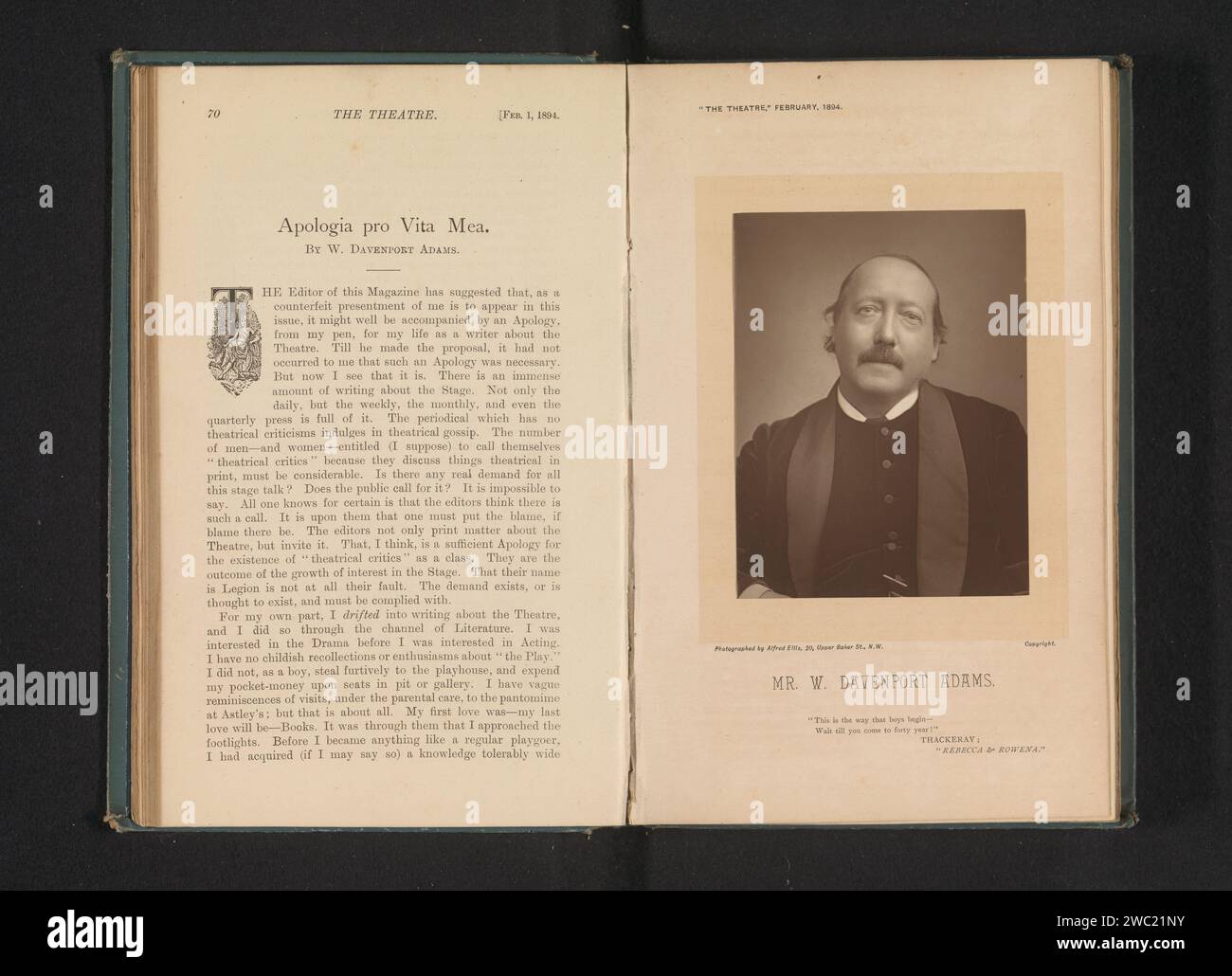 Portret van W. Davenport Adams, Alfred Ellis, c. 1889 - in or before ...