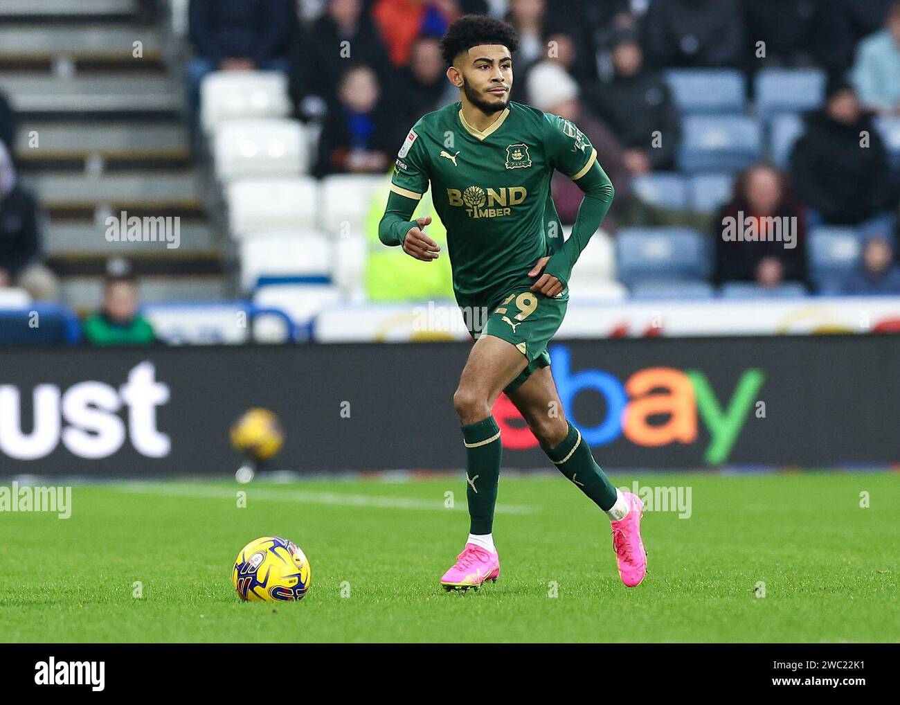 Kaine Kesler Hayden of Plymouth Argyle in action during the Sky Bet Championship match ...