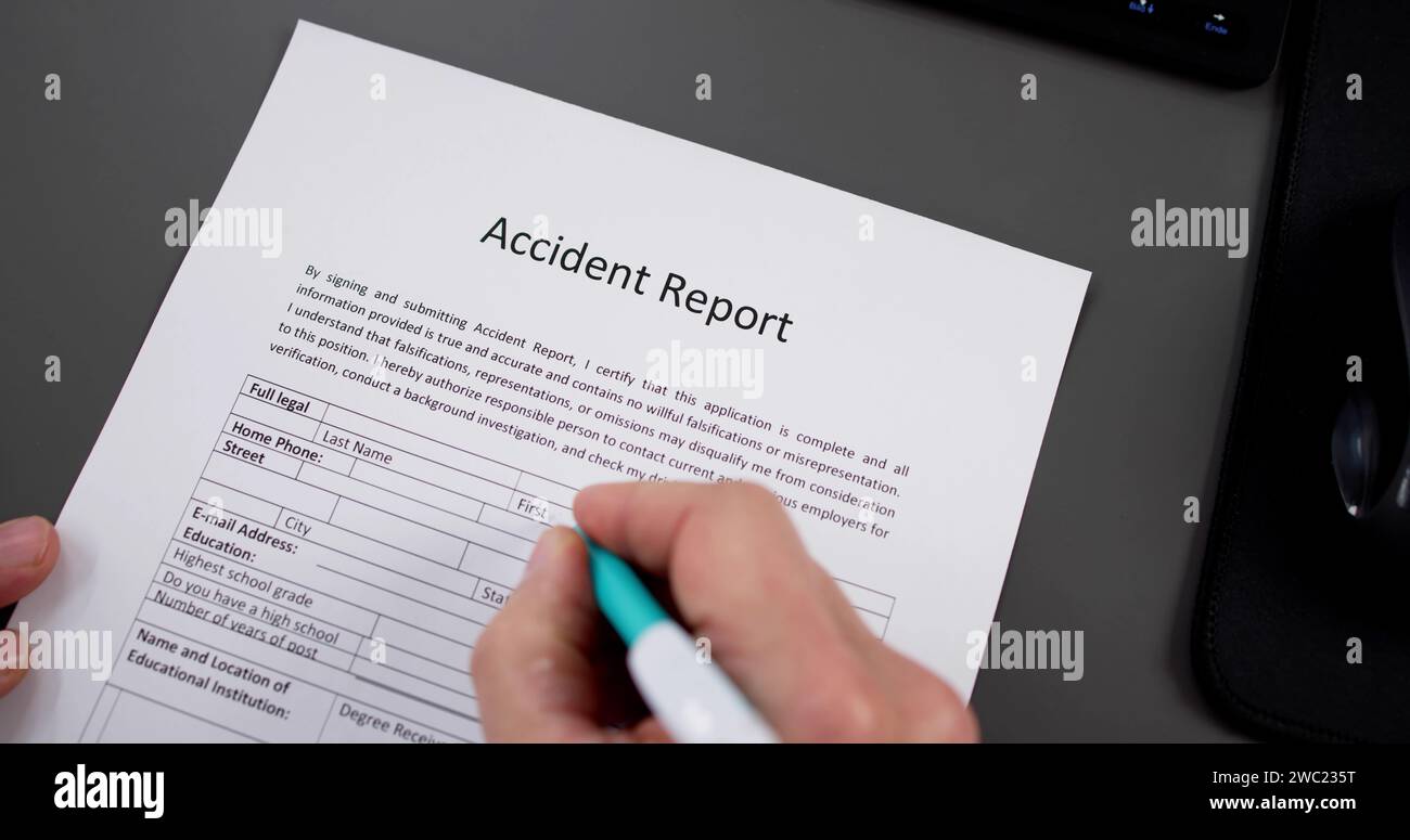 Accident report notebook hi-res stock photography and images - Alamy