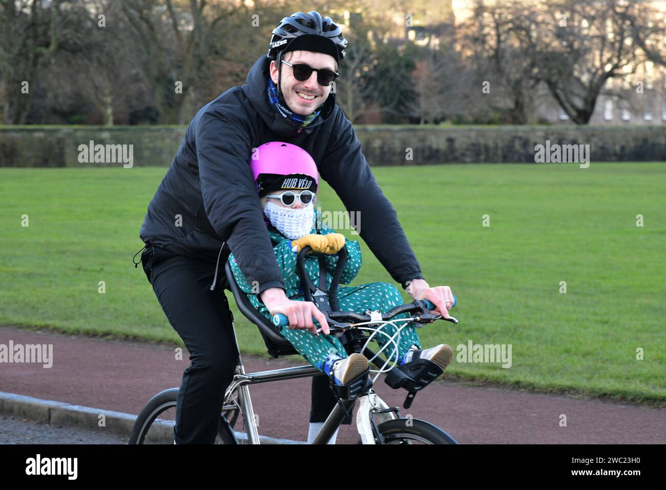 Edinburgh Scotland, UK 13 January 2024. Cyclists in Holyrood Park for 3 ...