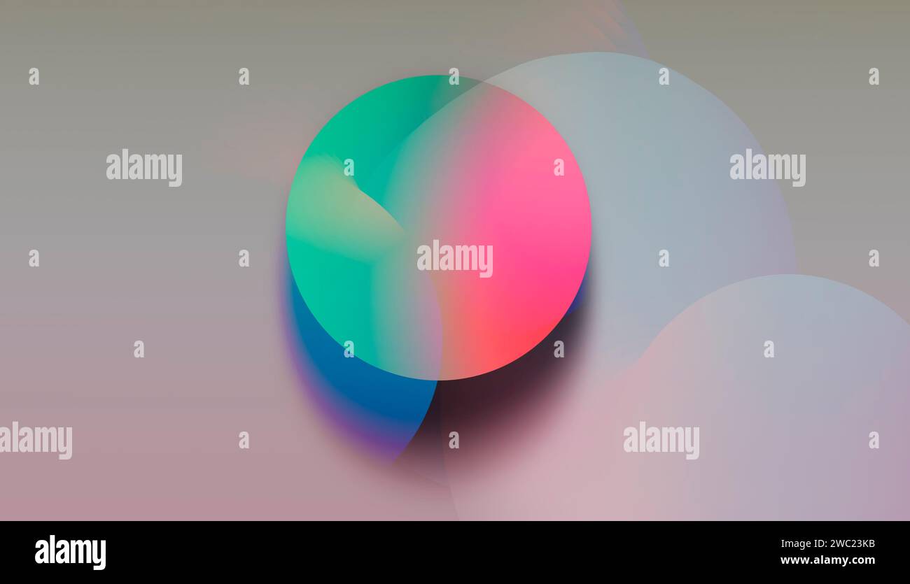 Abstract neon shapes in gradient pastel colors. Poster with blurred ...