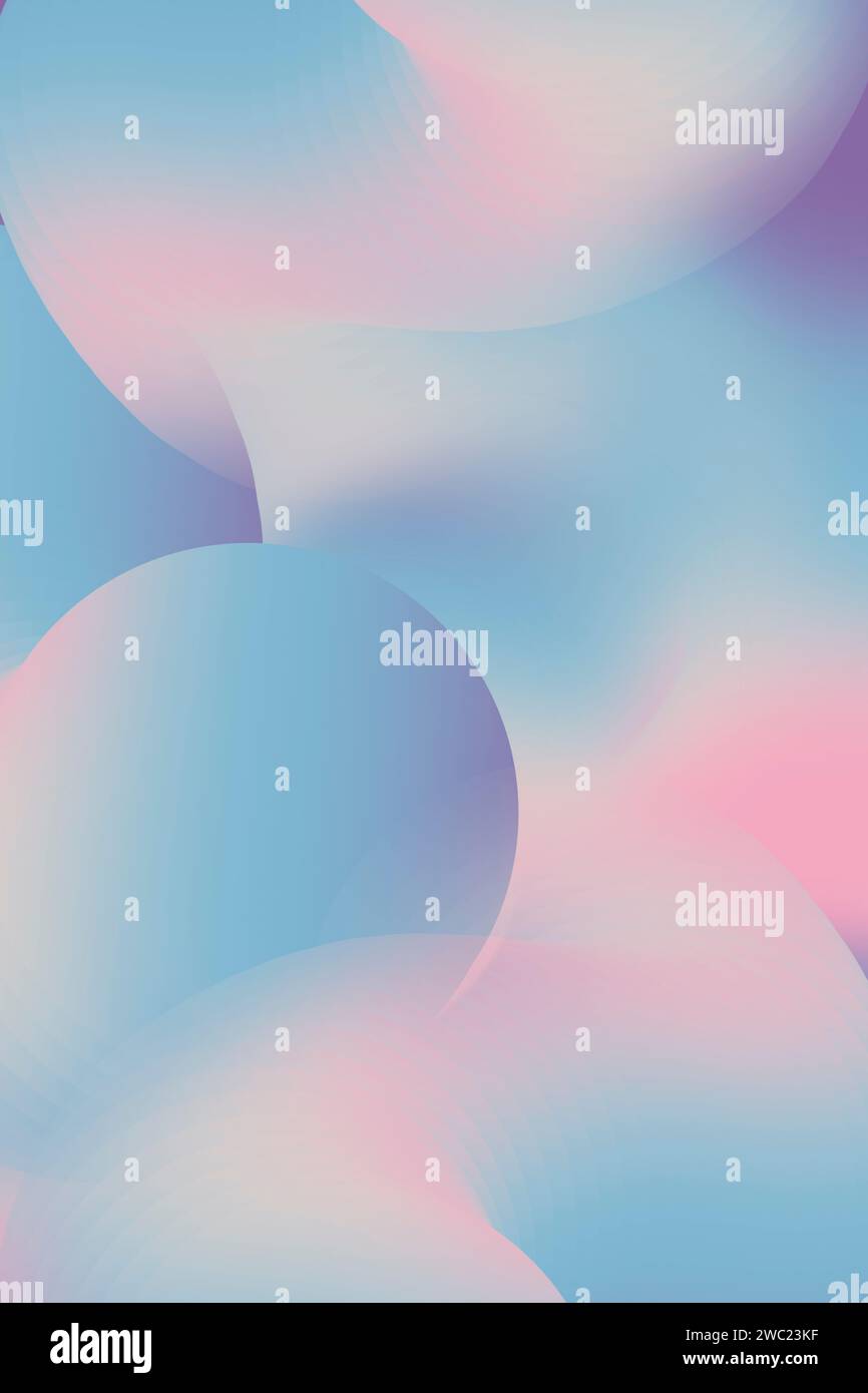 Abstract neon shapes in gradient pastel colors. Poster with blurred ...