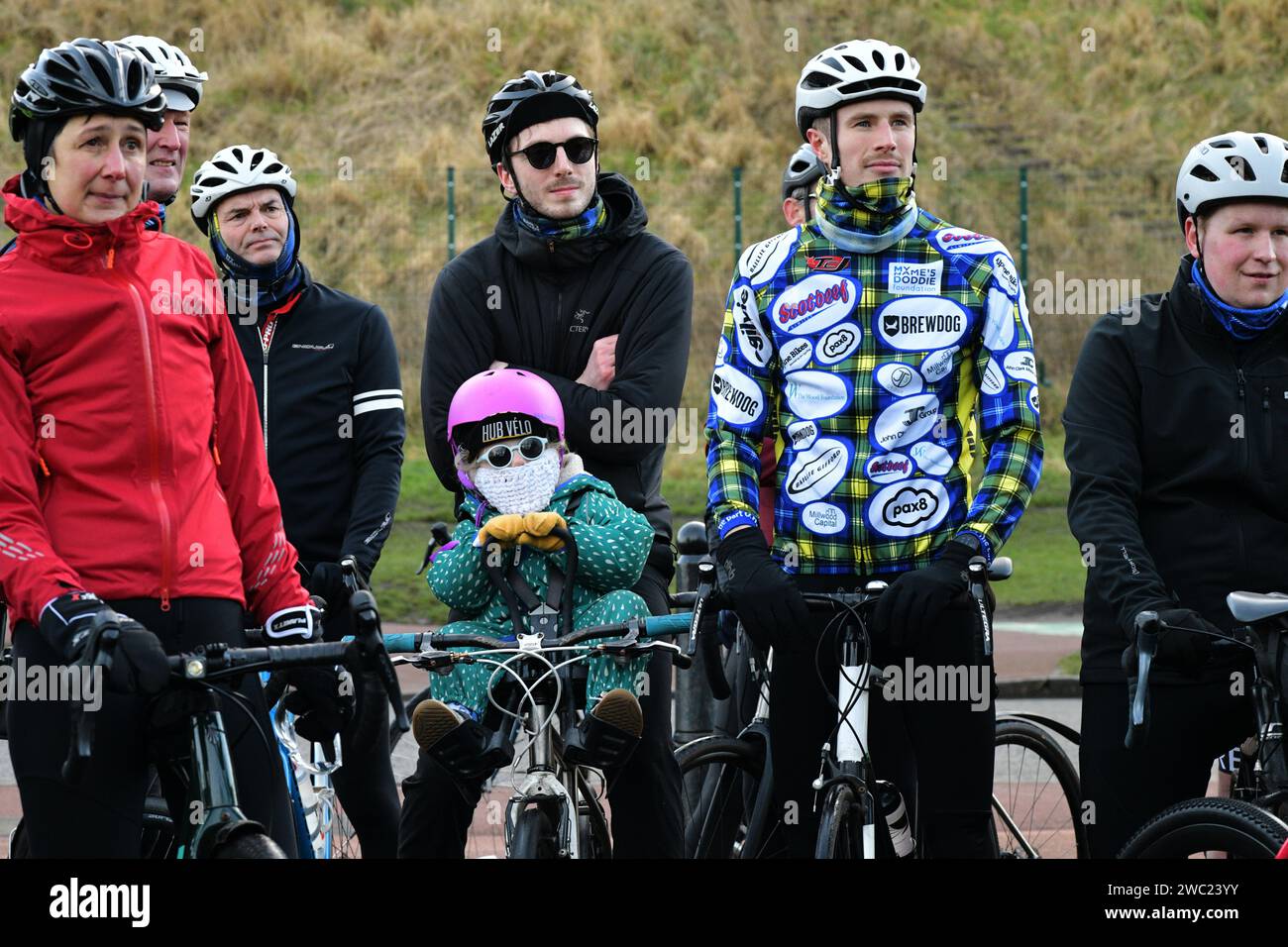 Edinburgh Scotland, UK 13 January 2024. Cyclists in Holyrood Park for 3 ...