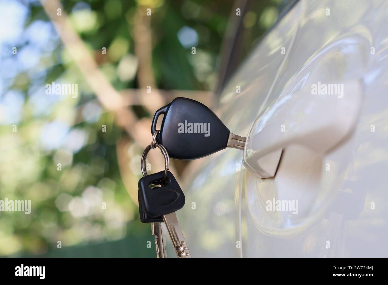 Car keys left in the car door Stock Photo - Alamy