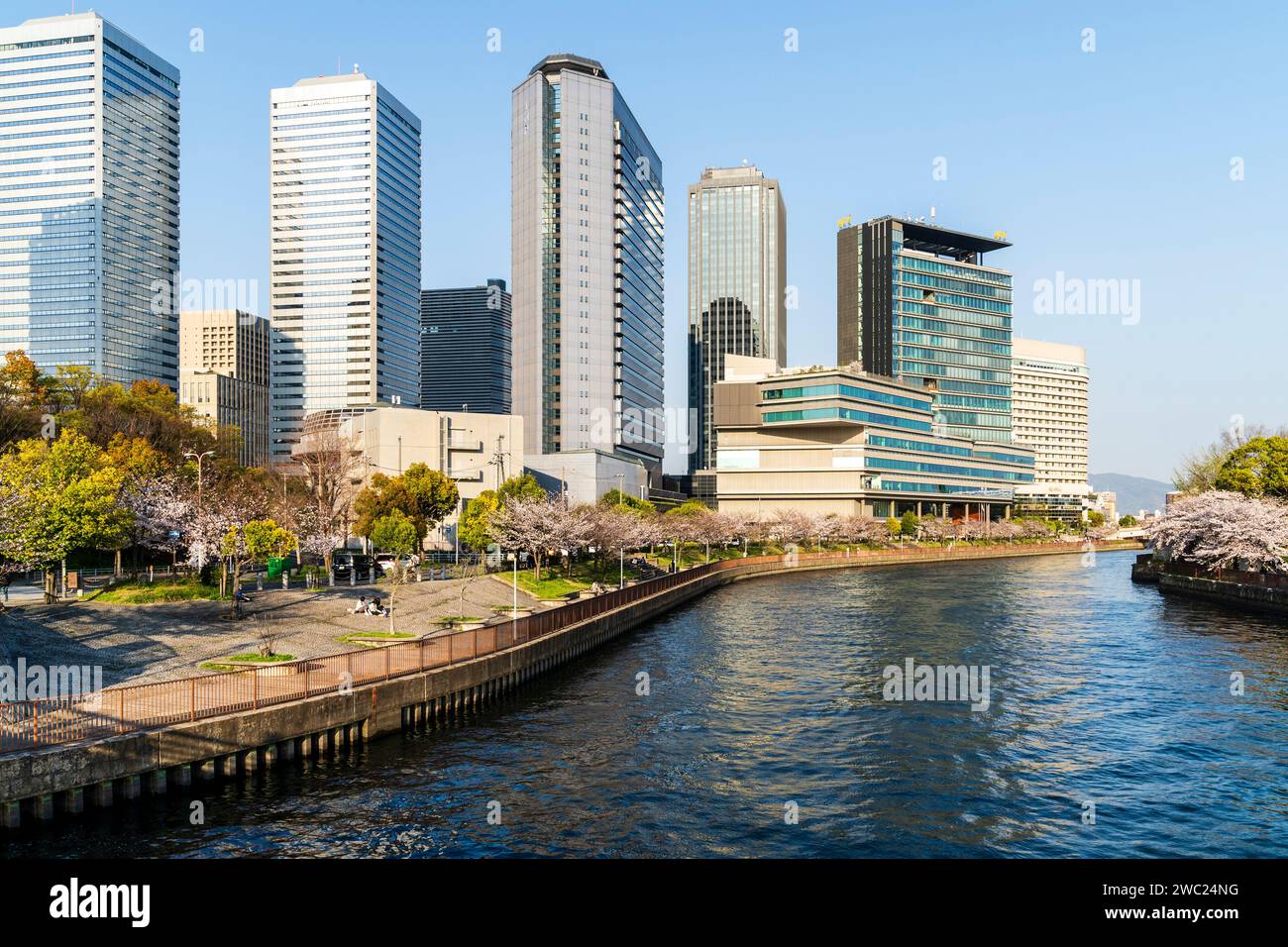 View from Shinshigino Bridge of Osaka Business park with the IMP ...