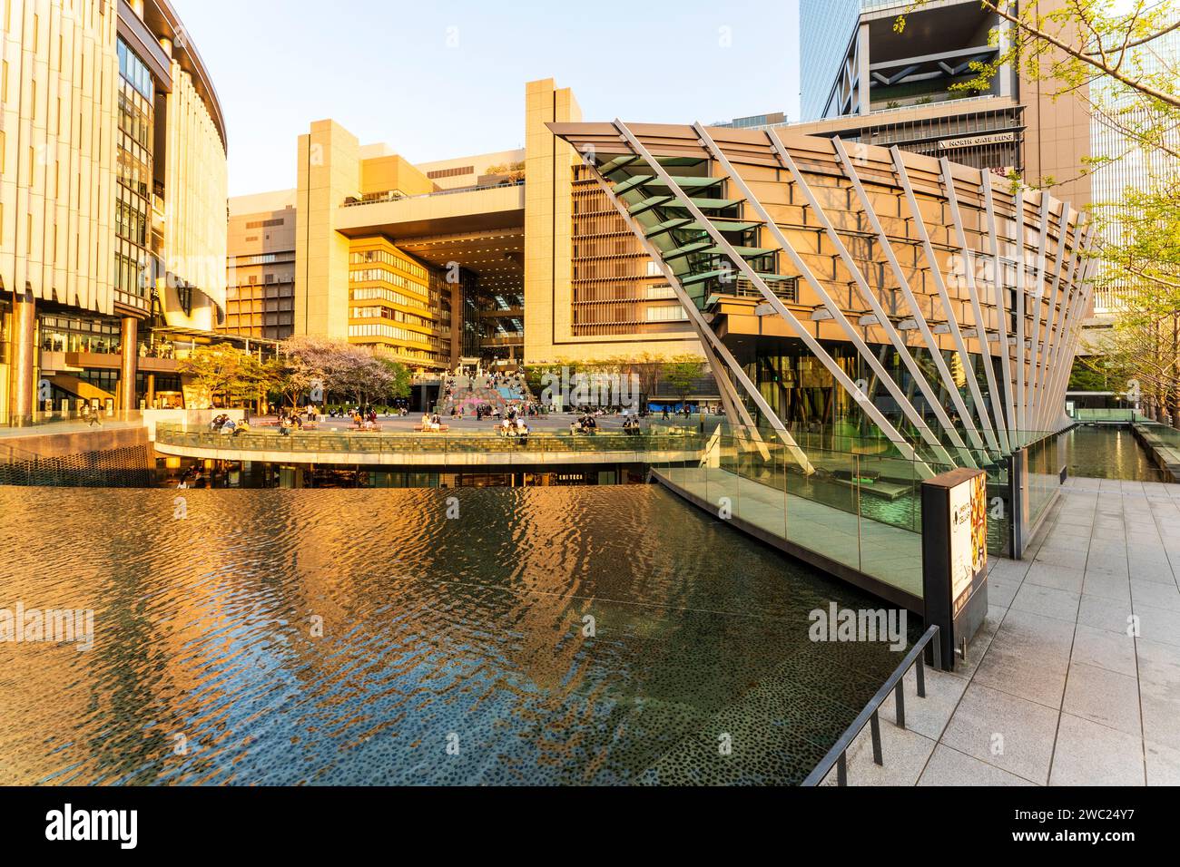 Umekita Ship Hall and water feature with the North gate building of ...