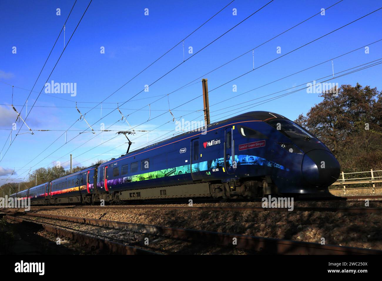Hull Trains 802303 Paragon train, East Coast Main Line Railway ...