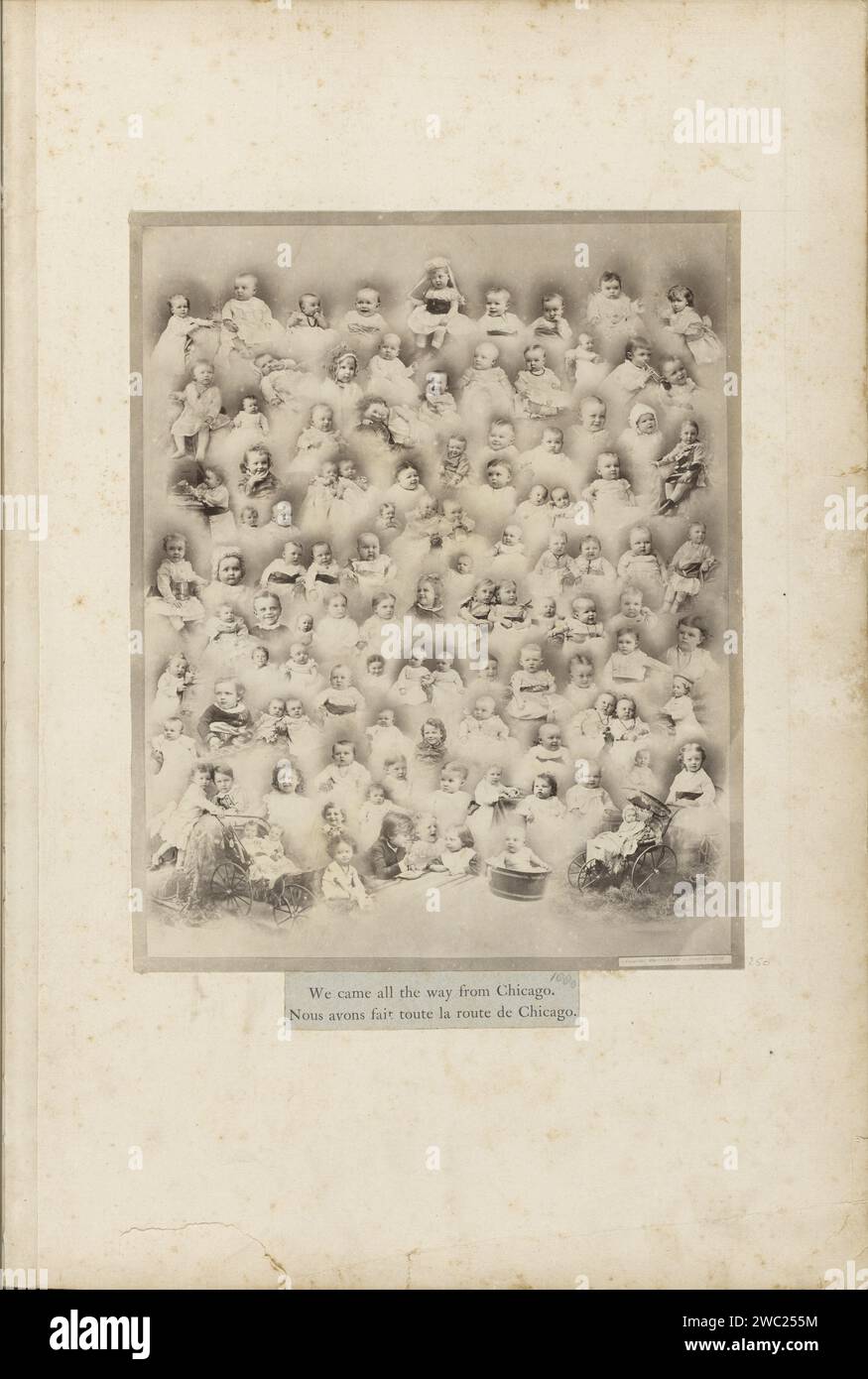 Montage photo of miniature portraits of toddlers, in or after 1877 - c ...