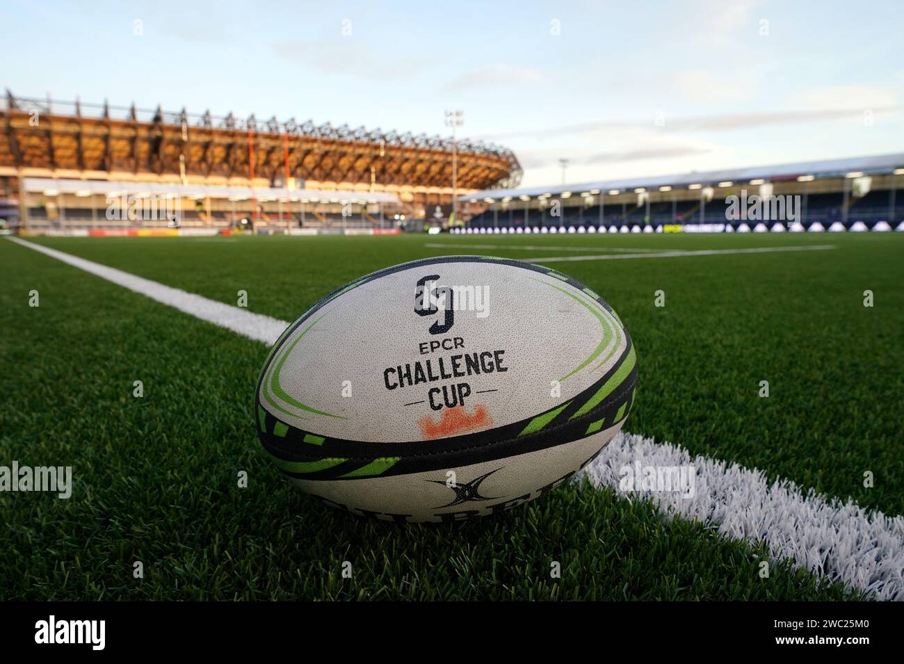 A general view of a match ball ahead of the EPCR Challenge Cup match at ...