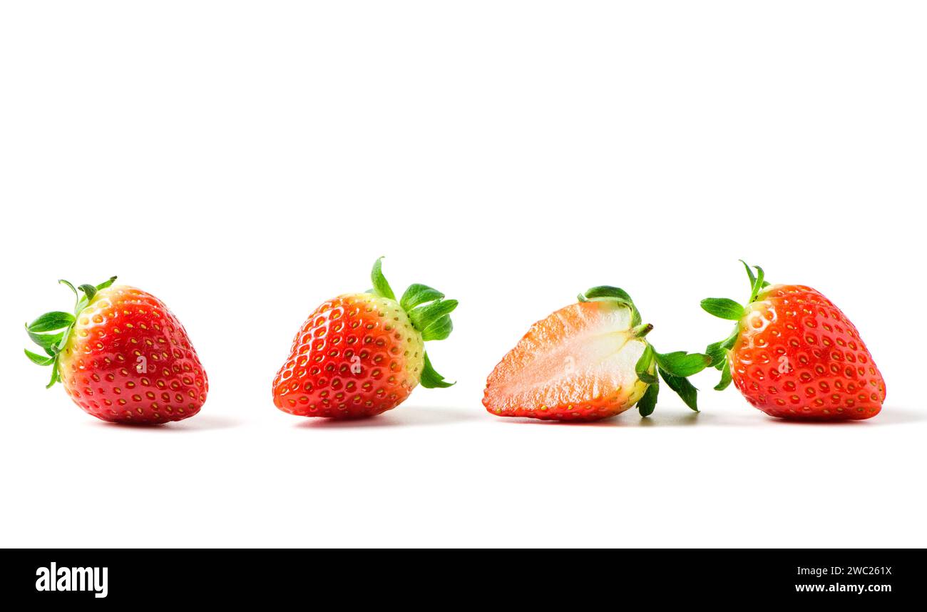 Strawberry isolated on white background. Strawberries with leaf isolate ...