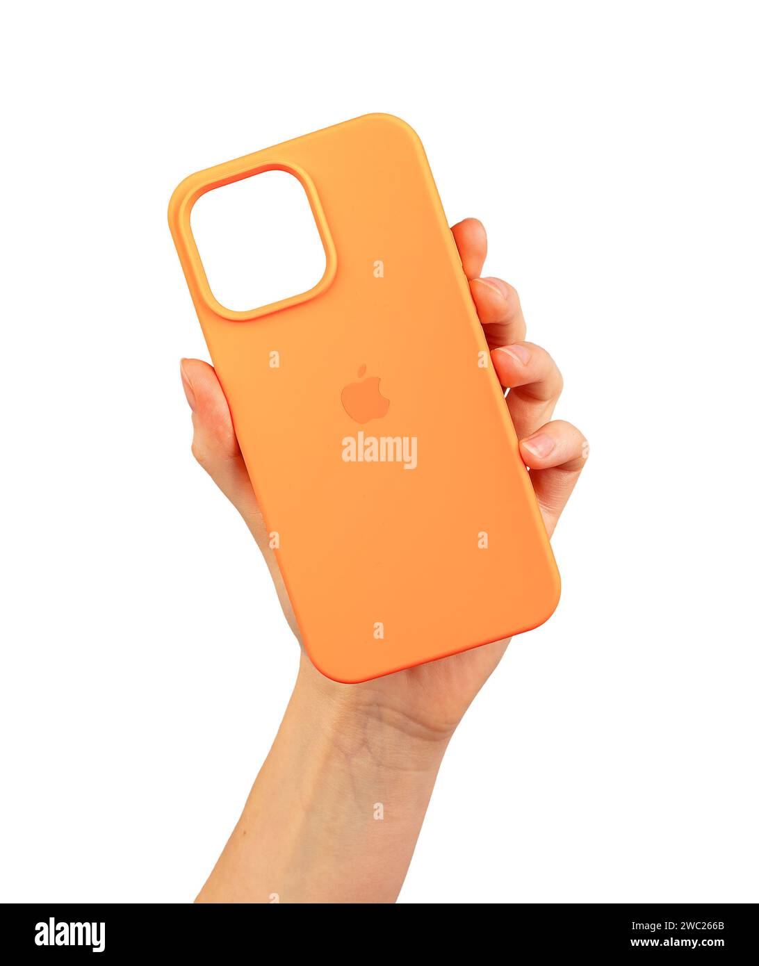 Berlin Germany December 21 2023 Phone case in hand. Silicon protector ...