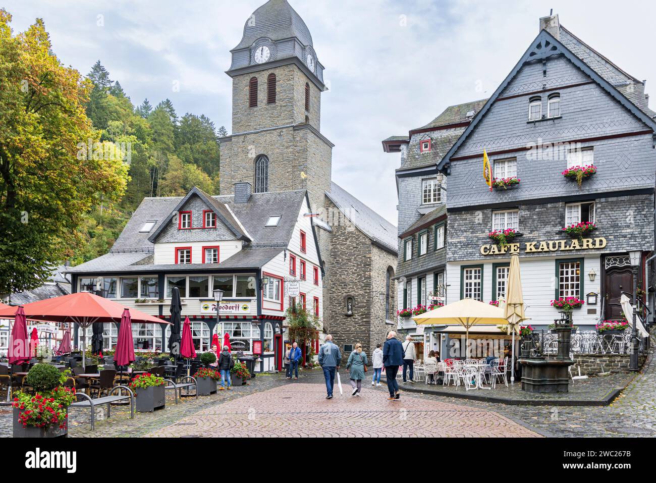 Cityscape of Monschau in autumn colors. Town in western Germany known ...