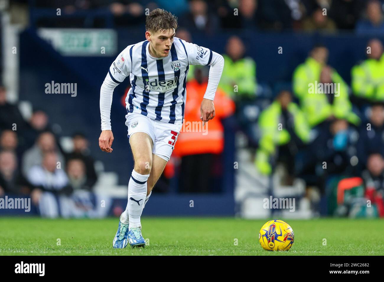 West Bromwich, UK. 13th Jan, 2024. West Bromwich Albion's Tom Fellows ...