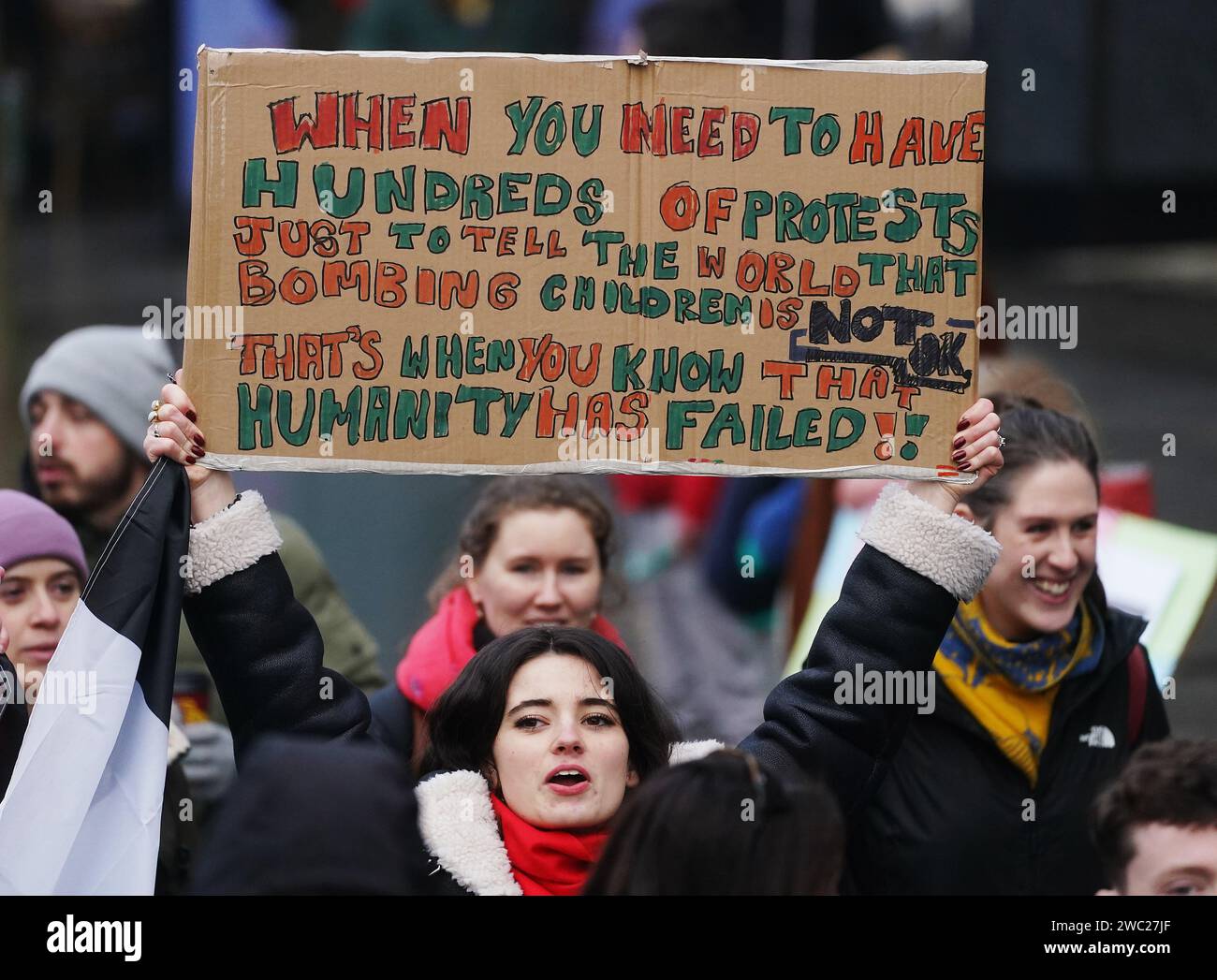 Protesters take part in a march organised by the Ireland-Palestine ...