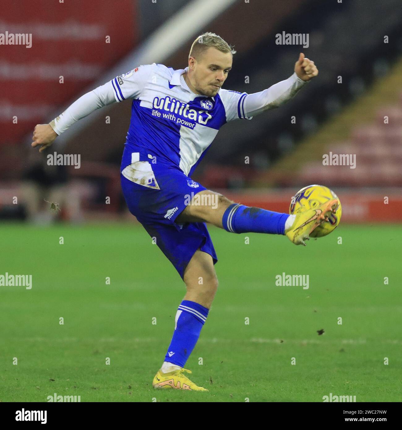 Luke Thomas of Bristol Rovers clears the ball during the Sky Bet League ...