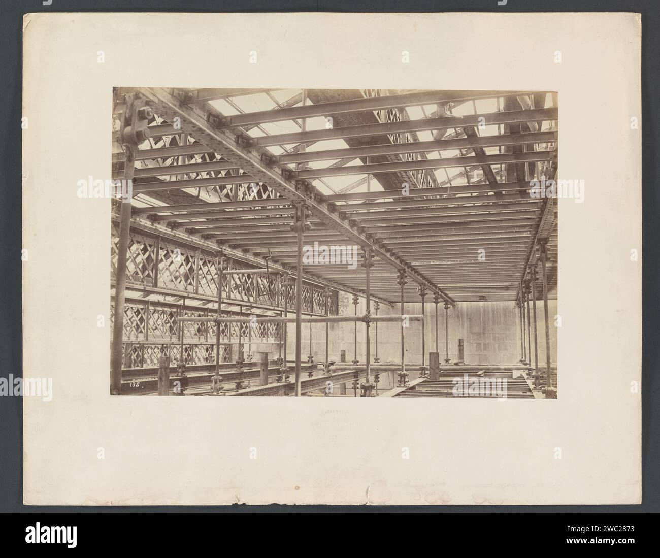 Iron construction, c. 1865 photograph paper. cardboard albumen print ...