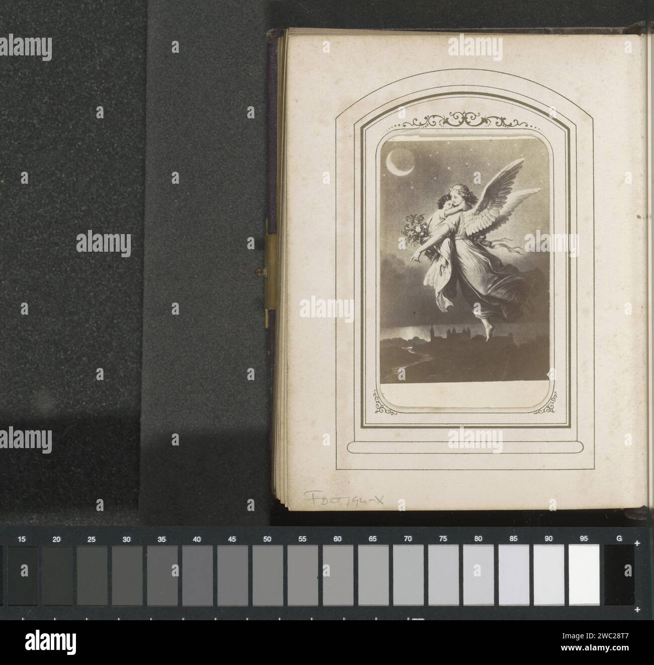 Photo production of a print of an angel with a sleeping child in the ...