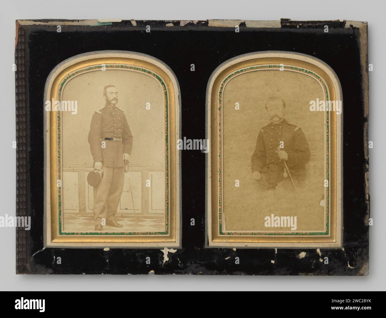 Two portraits of two unknown men in military uniform, 1866 photograph ...