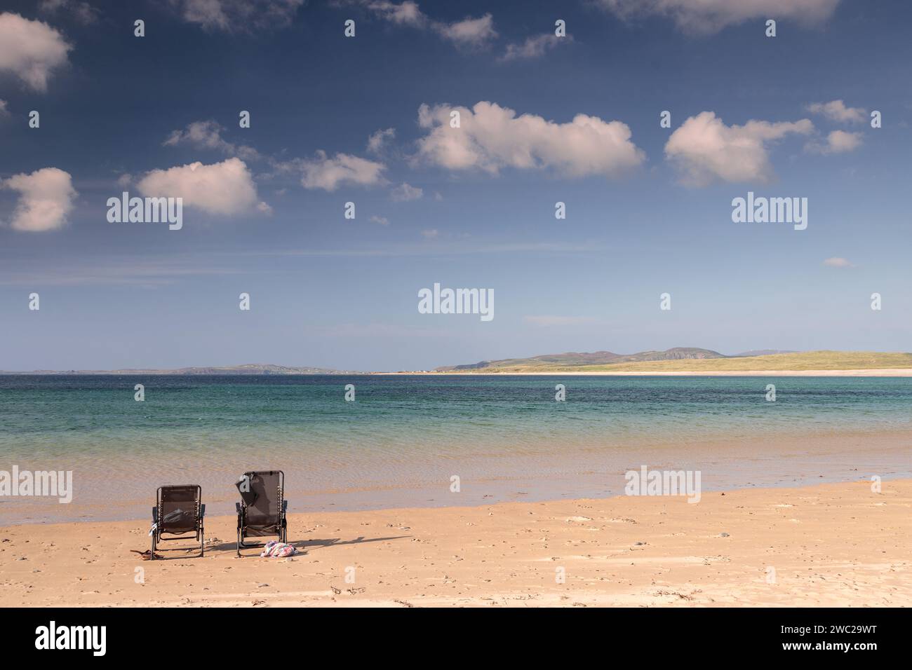 Sun loungers at Pollan Strand, County Donegal, Ireland Stock Photo - Alamy