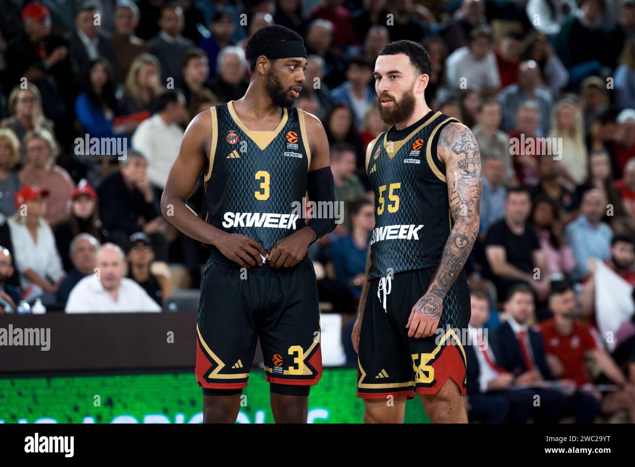 Monaco, Monaco. 09th Jan, 2024. Monaco players #55 Mike James and #3 ...
