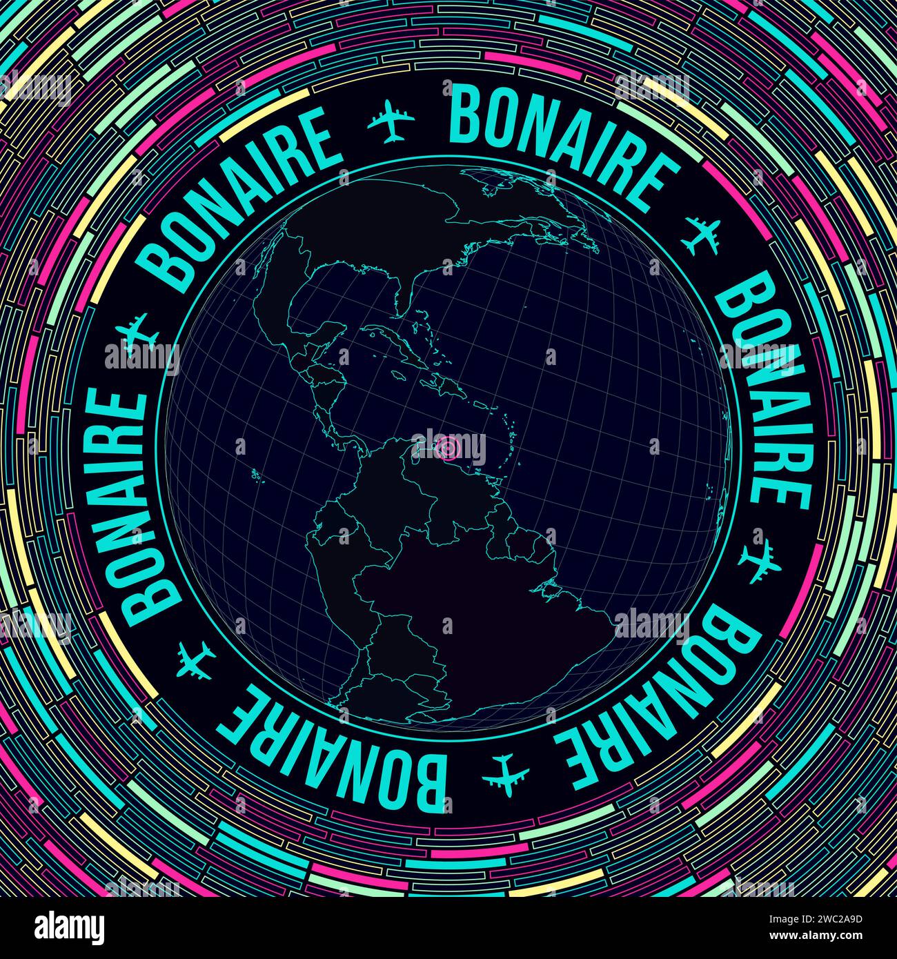 BES islands on globe. Satellite view of the world centered to BES ...