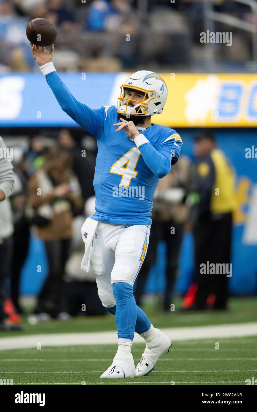 Los Angeles Chargers quarterback Will Grier (4) throws a pass during an ...