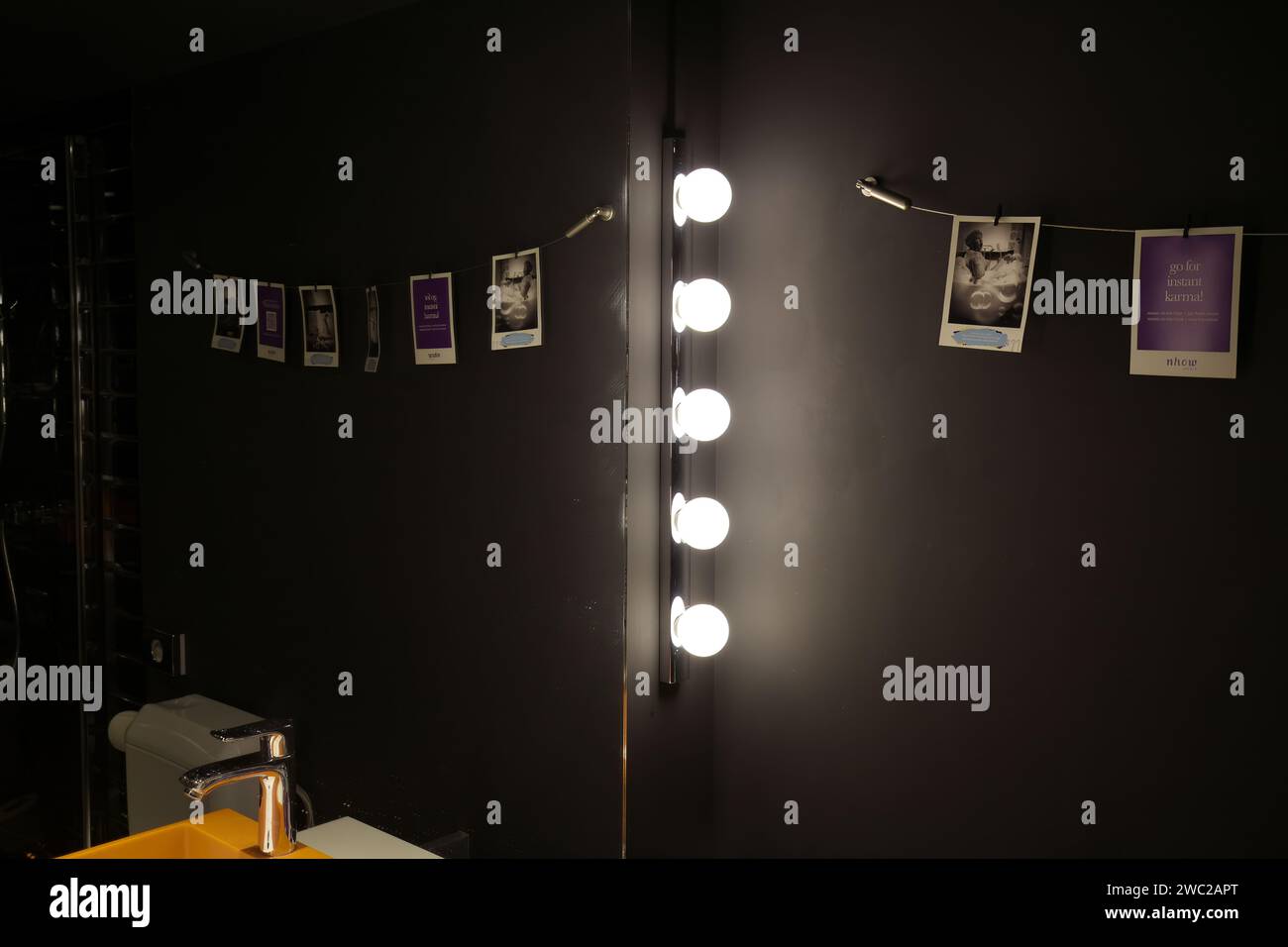 Backstage Makeup Mirror with Illuminated Lights Stock Photo - Alamy
