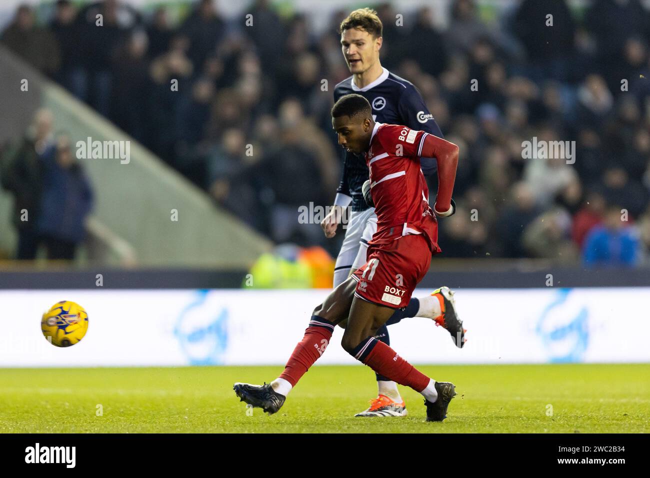 London, UK. 12th Sep, 2020. Isaiah Jones of Middlesbrough shoots to ...