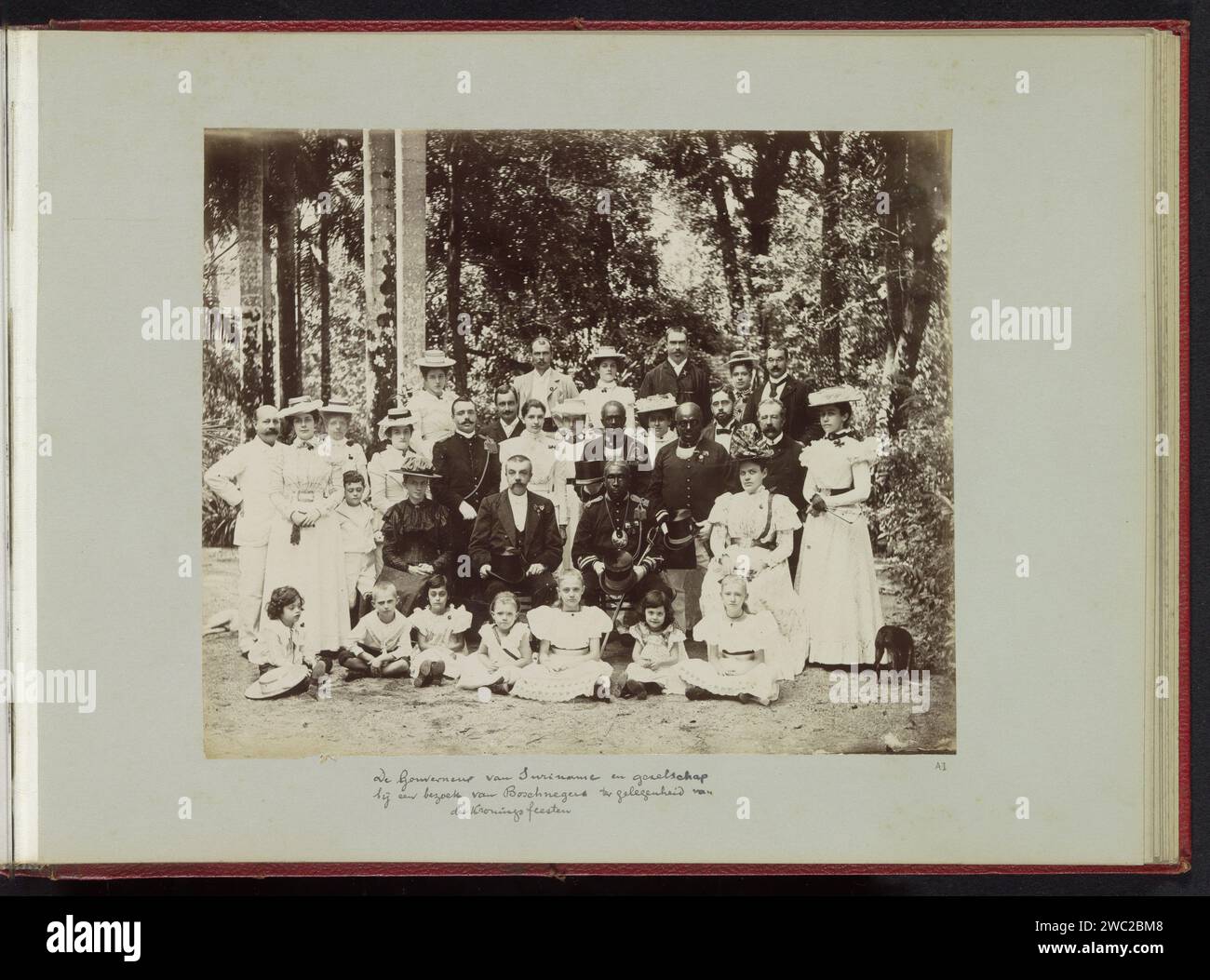 Group portrait of Governor Warmolt Tonckens with company during a visit ...