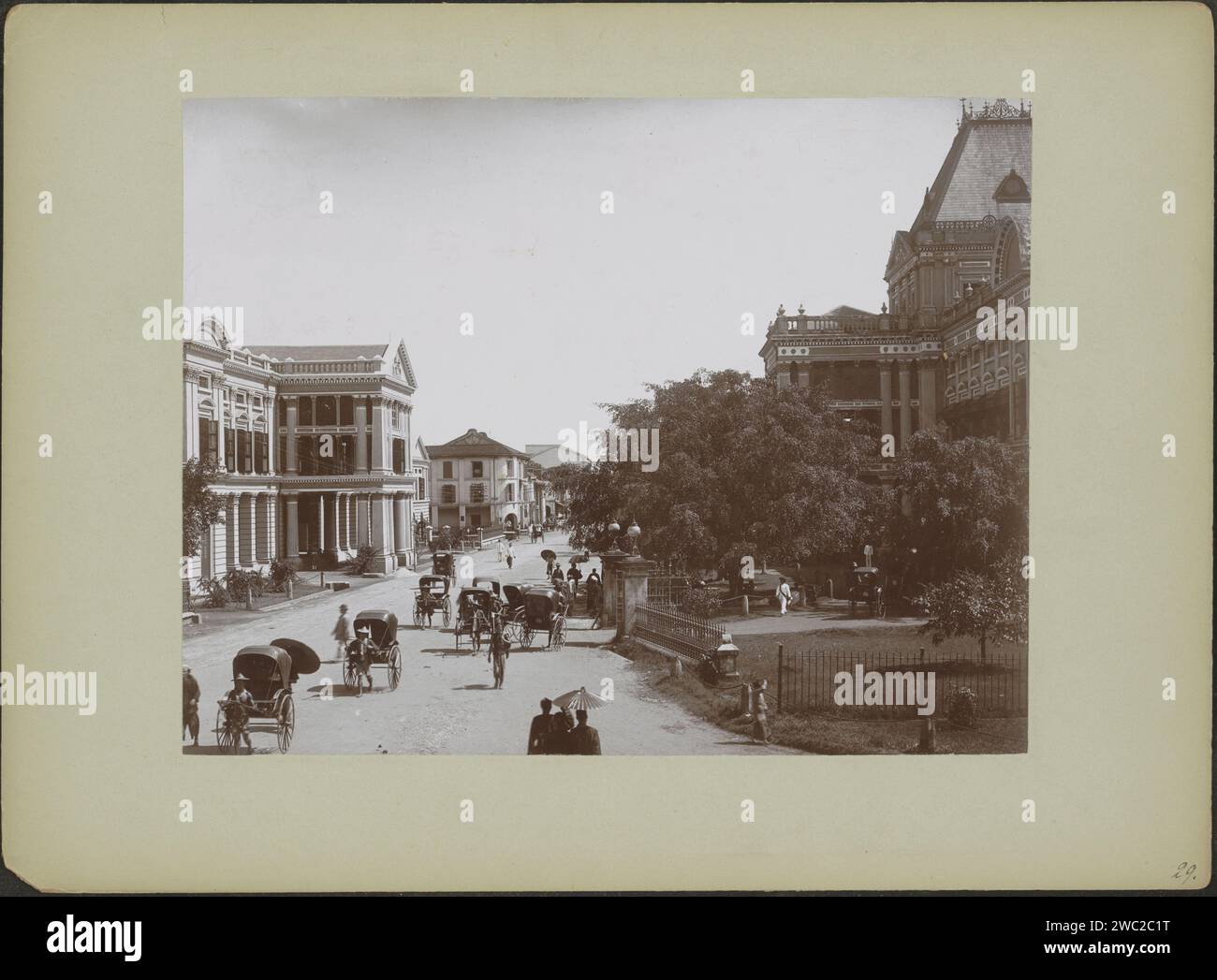 South Bridge Road in Singapore with rickshaws and (right) the police ...