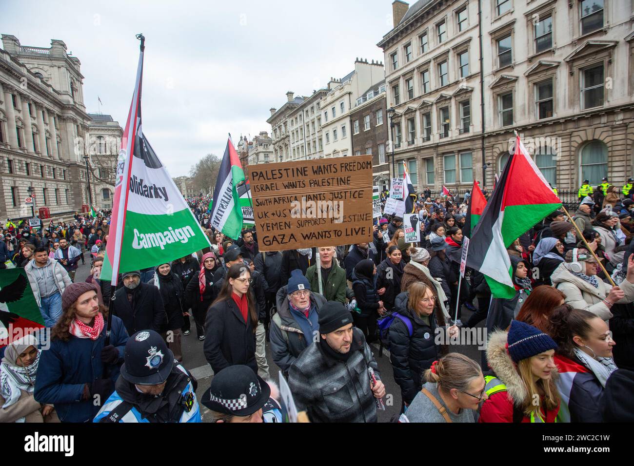 London, England, UK. 13th Jan, 2024. Tens of thousands of protesters ...