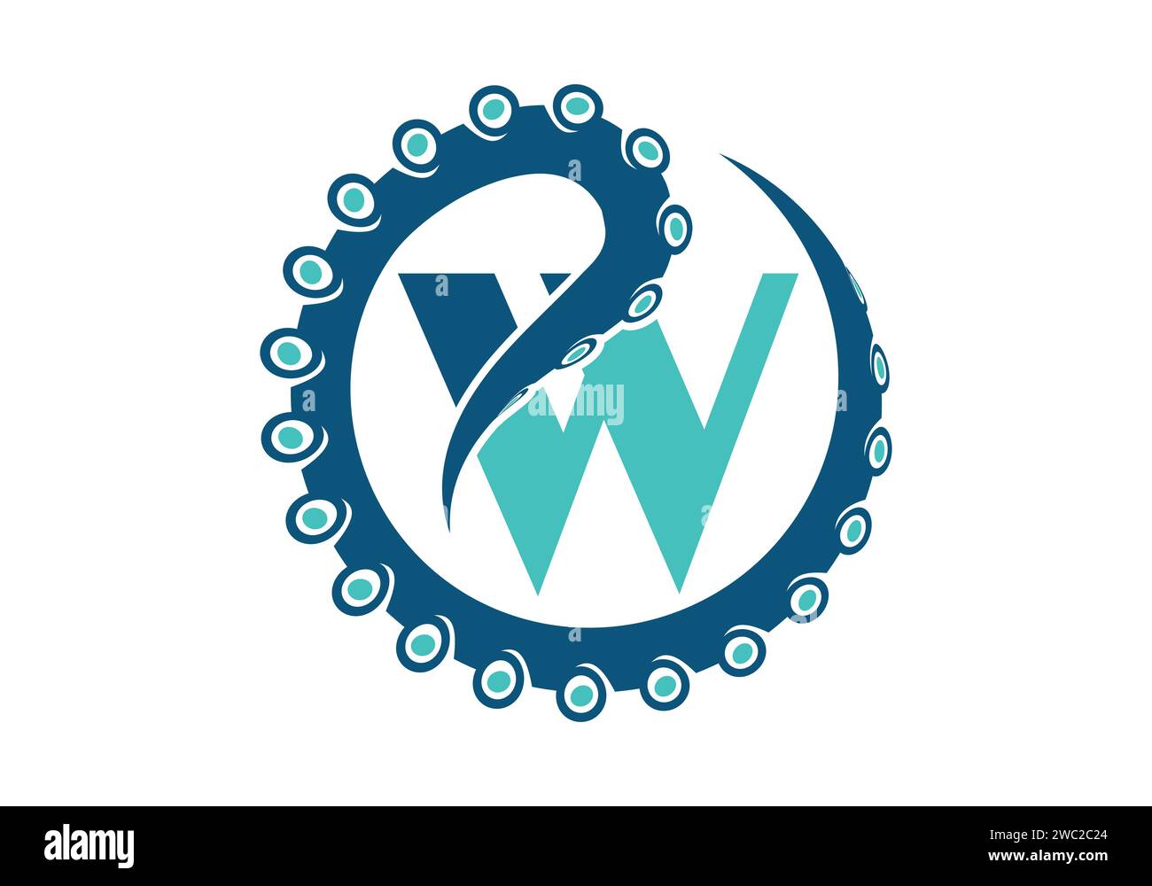 Octopus Logo With W Letter Design Concept Vector Template Stock Vector ...