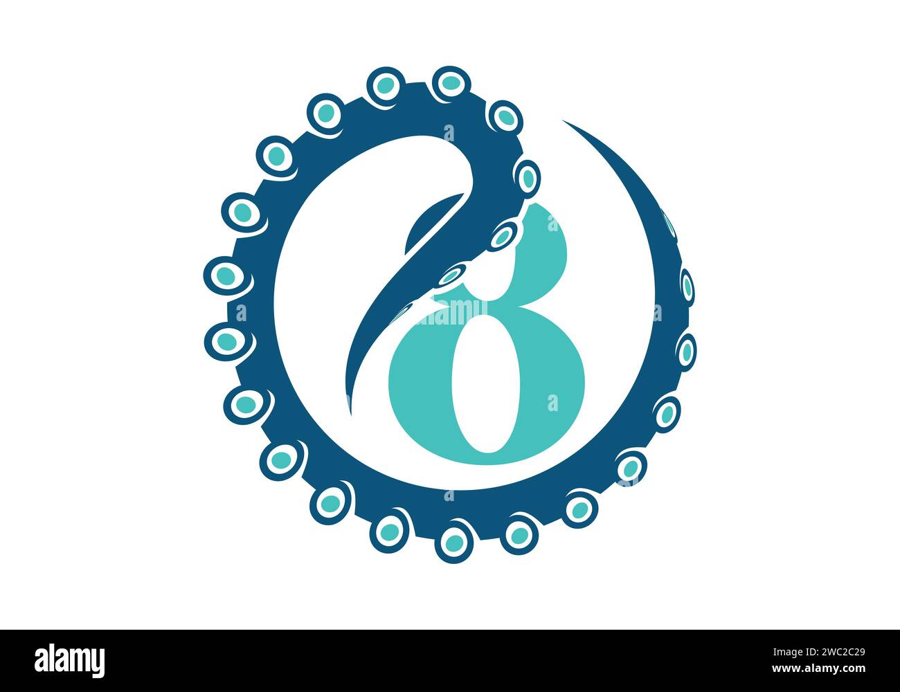 Octopus Logo With 8 Letter Design Concept Vector Template Stock Vector ...