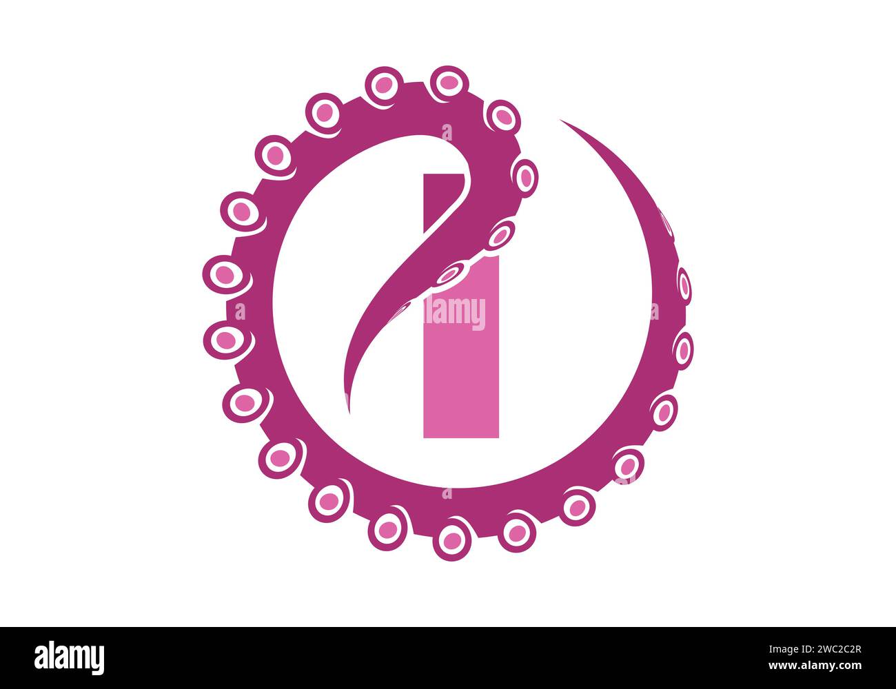 Octopus Logo With I Letter Design Concept Vector Template Stock Vector ...