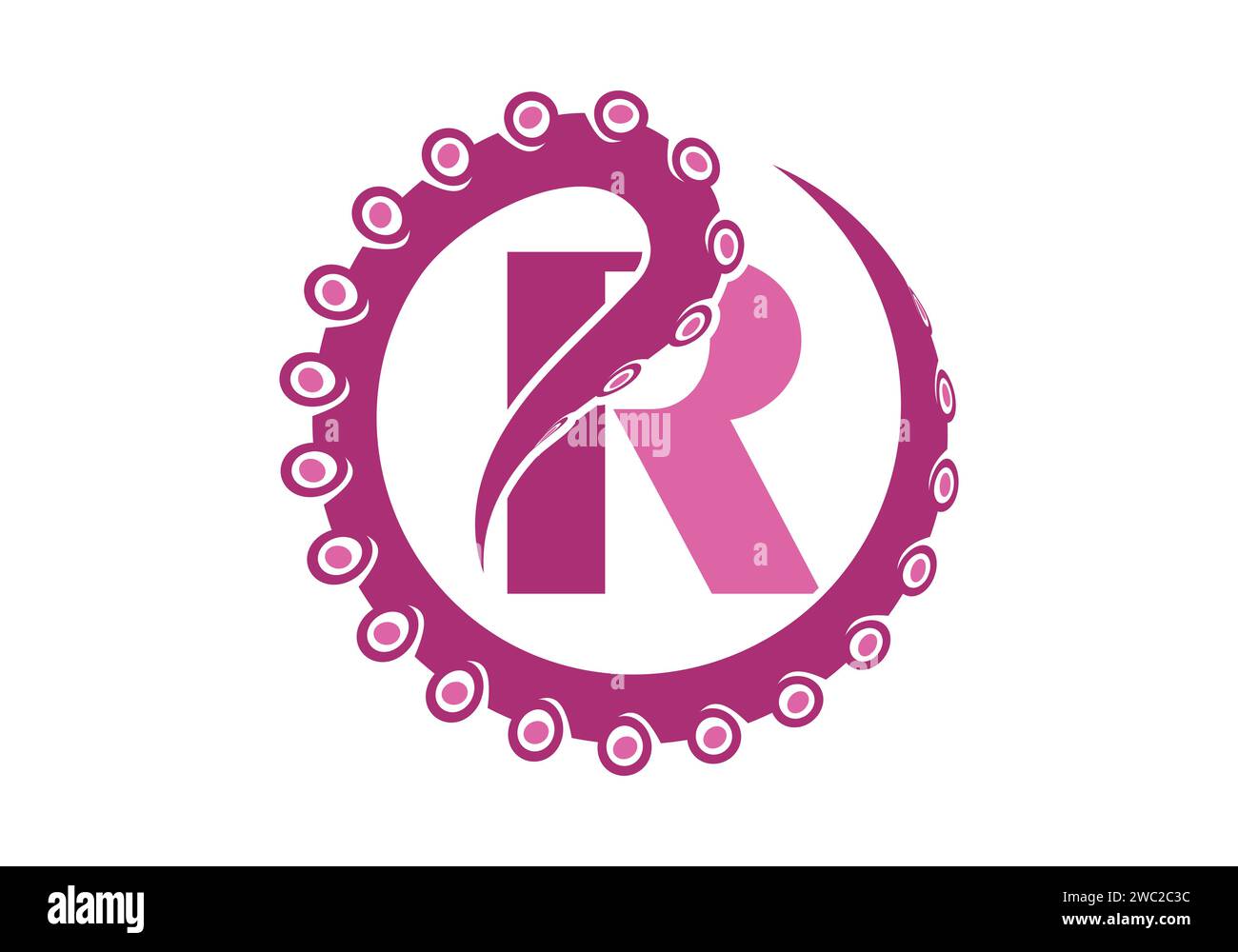 Octopus Logo With R Letter Design Concept Vector Template Stock Vector ...